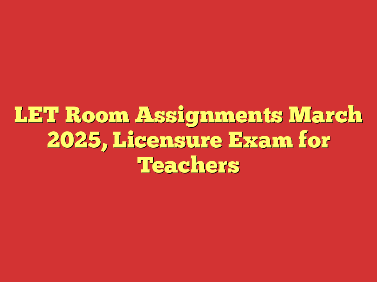 LET Room Assignments March 2025, Licensure Exam For Teachers - PRC ...