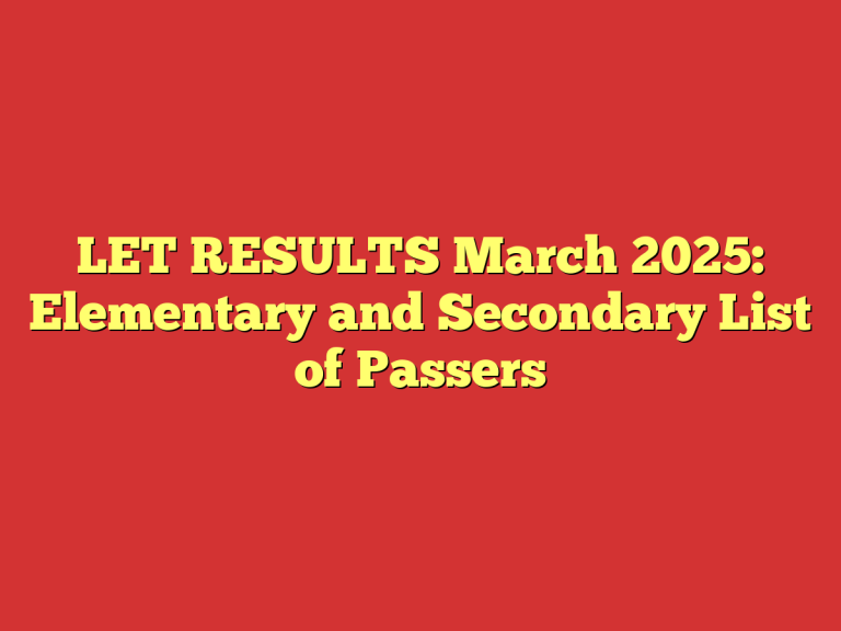 LET RESULTS March 2025: Elementary And Secondary List Of Passers - PRC ...